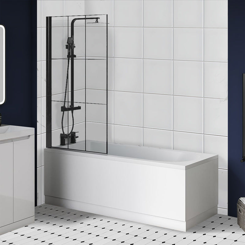 Brand New Bathrooms 6mm Black Matrix Square Shower Bath Screen (1 size ...