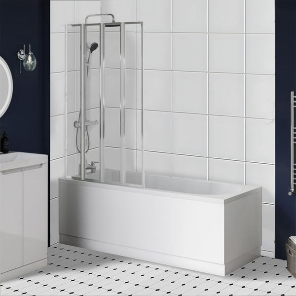 Brand New Bathrooms 4 Panel Folding Bath Screen (1 size, Chrome ...