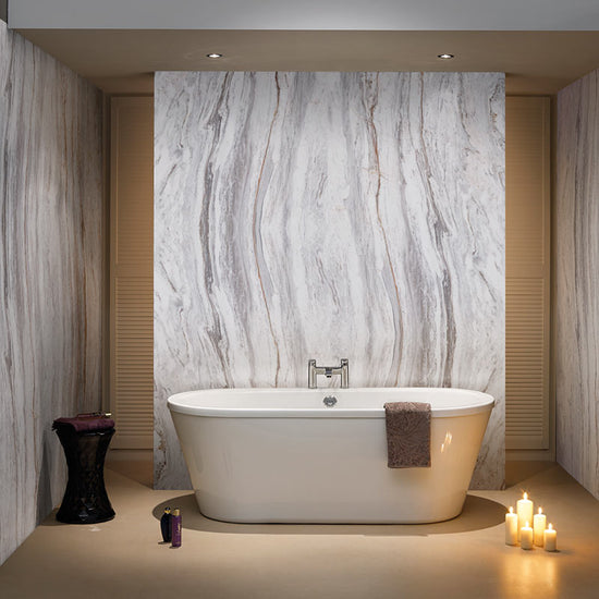 Bushboard Nuance Linear Arctic Marble 2440 x 1220mm Acrylic Wall Panel ...