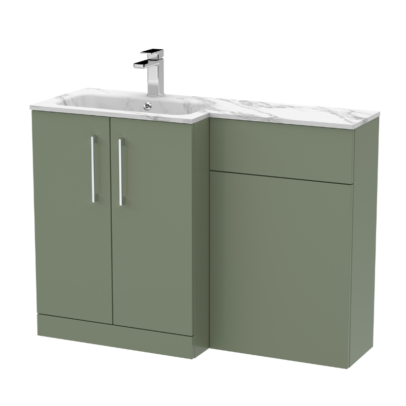 Nuie Arno Floor Standing 1100mm Combination Vanity Unit & Marble Style ...